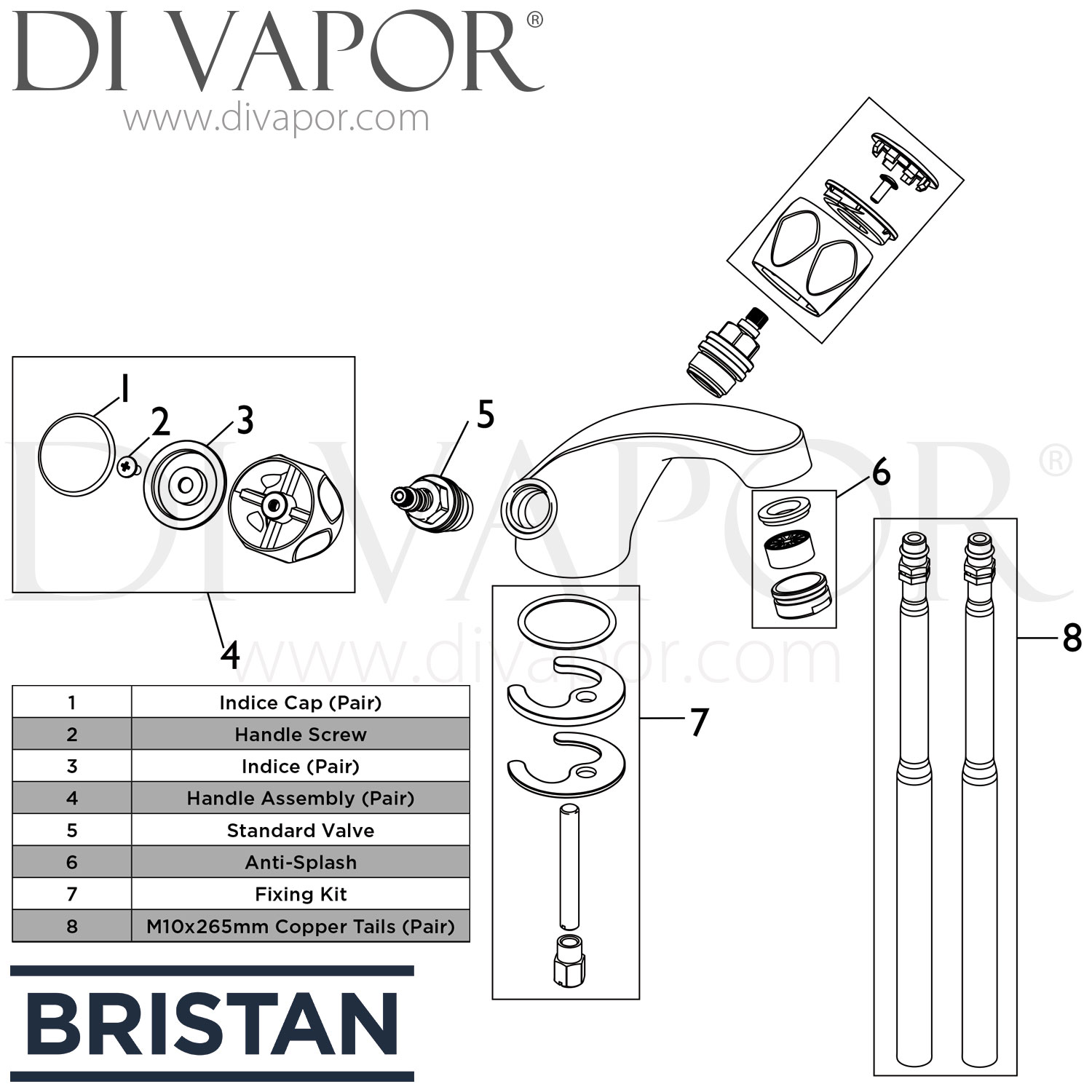 Bristan VAC BASNW C MT Club Basin Mixer with Plug and Chain Tap Spare Parts Bristan VAC BASNW C MT Club Basin Mixer with Plug and Chain Tap Spare Parts